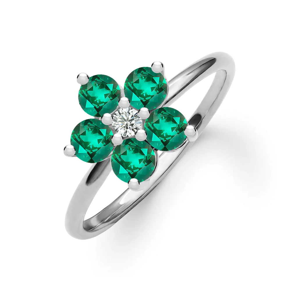 Flower Emerald And Diamond Ring | Temple & Grace NZ