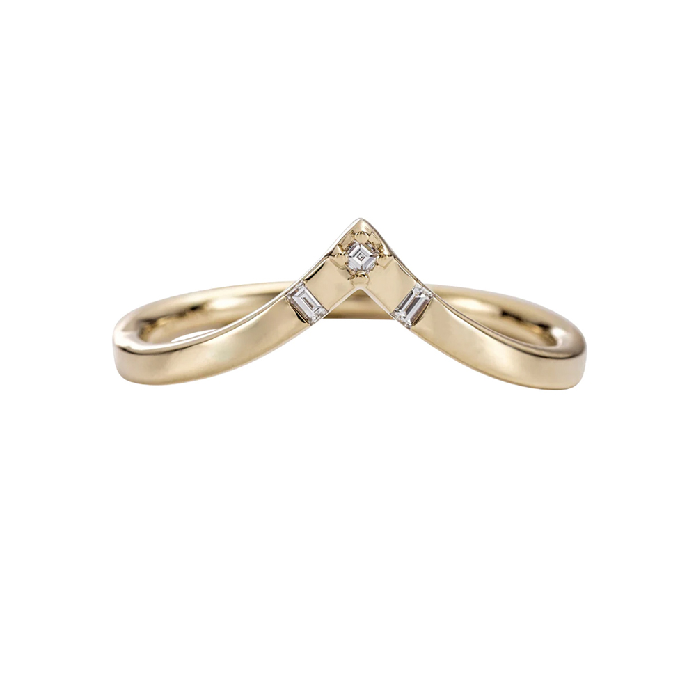 V shaped diamond wedding ring | Temple & Grace NZ