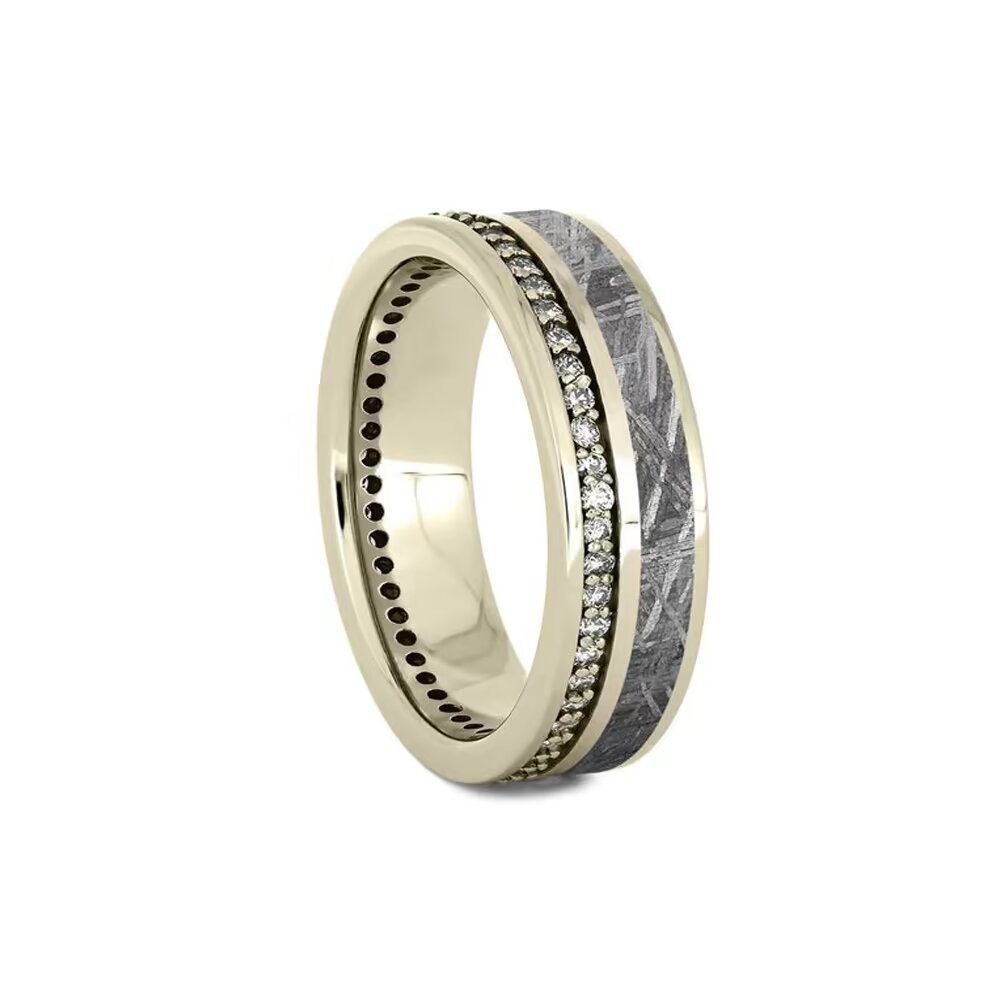 Womens Meteorite Wedding Band With Diamond | Temple & Grace NZ