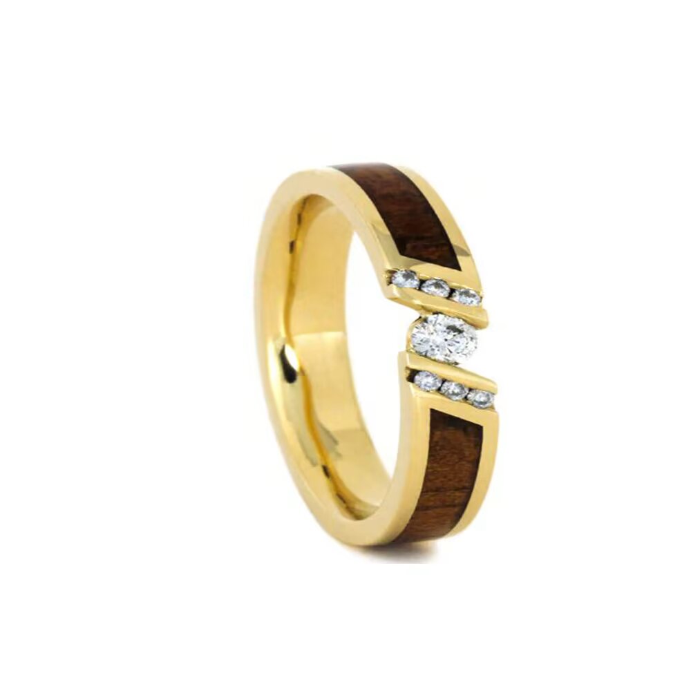 Womens Diamond Ring With Wood Inlays | Temple & Grace NZ