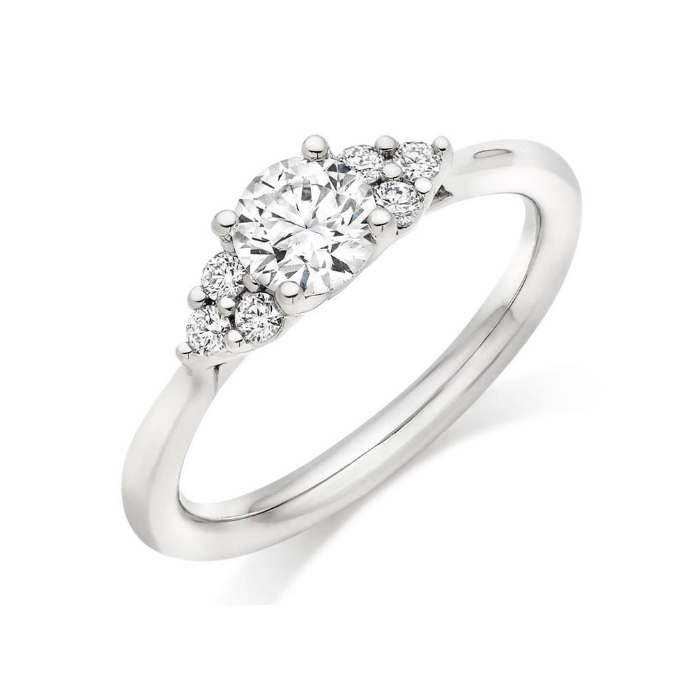 Trilogy setting Round brilliant Diamond Engagement ring | Temple & Grace NZ