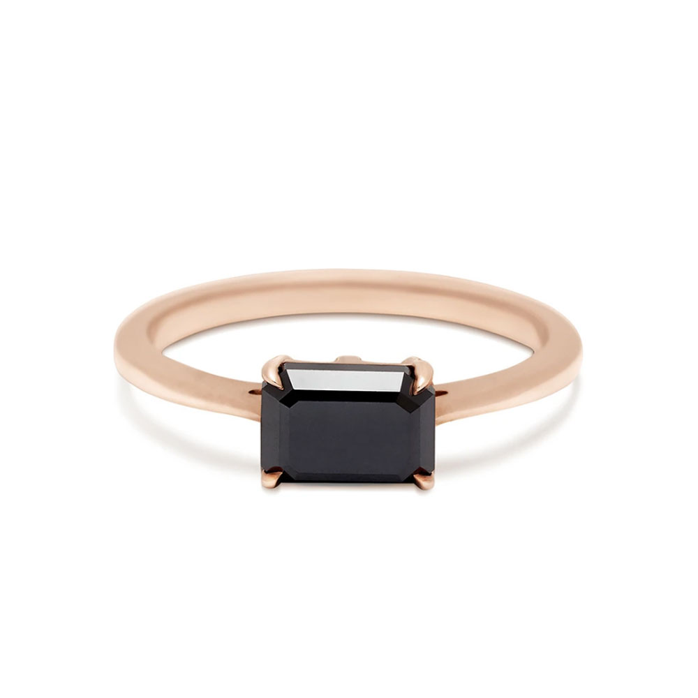 Black diamond emerald cut ring | Temple & Grace NZ