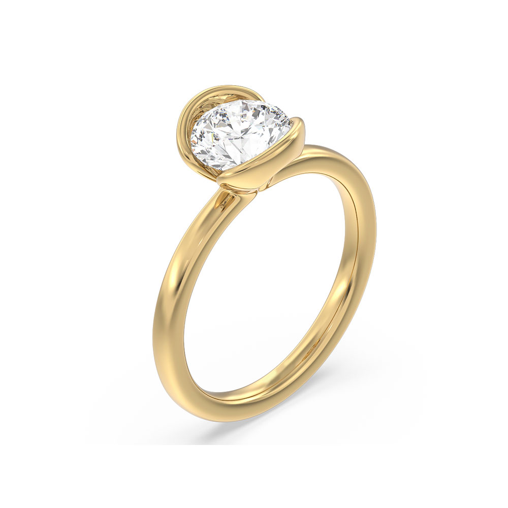 Partial Bezel Solitaire Engagement Ring | Temple & Grace NZ